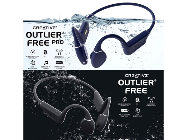 クリエイティブメディア、水泳中でも使える骨伝導タイプのワイヤレスヘッドホン「Creative Outlier Free Pro」などを直販限定 ...